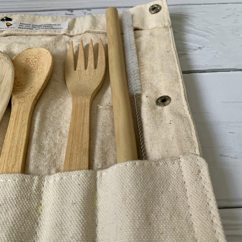 Buy Bulk Eco Friendly Bamboo Cutlery Travel Kit in India - WudBox